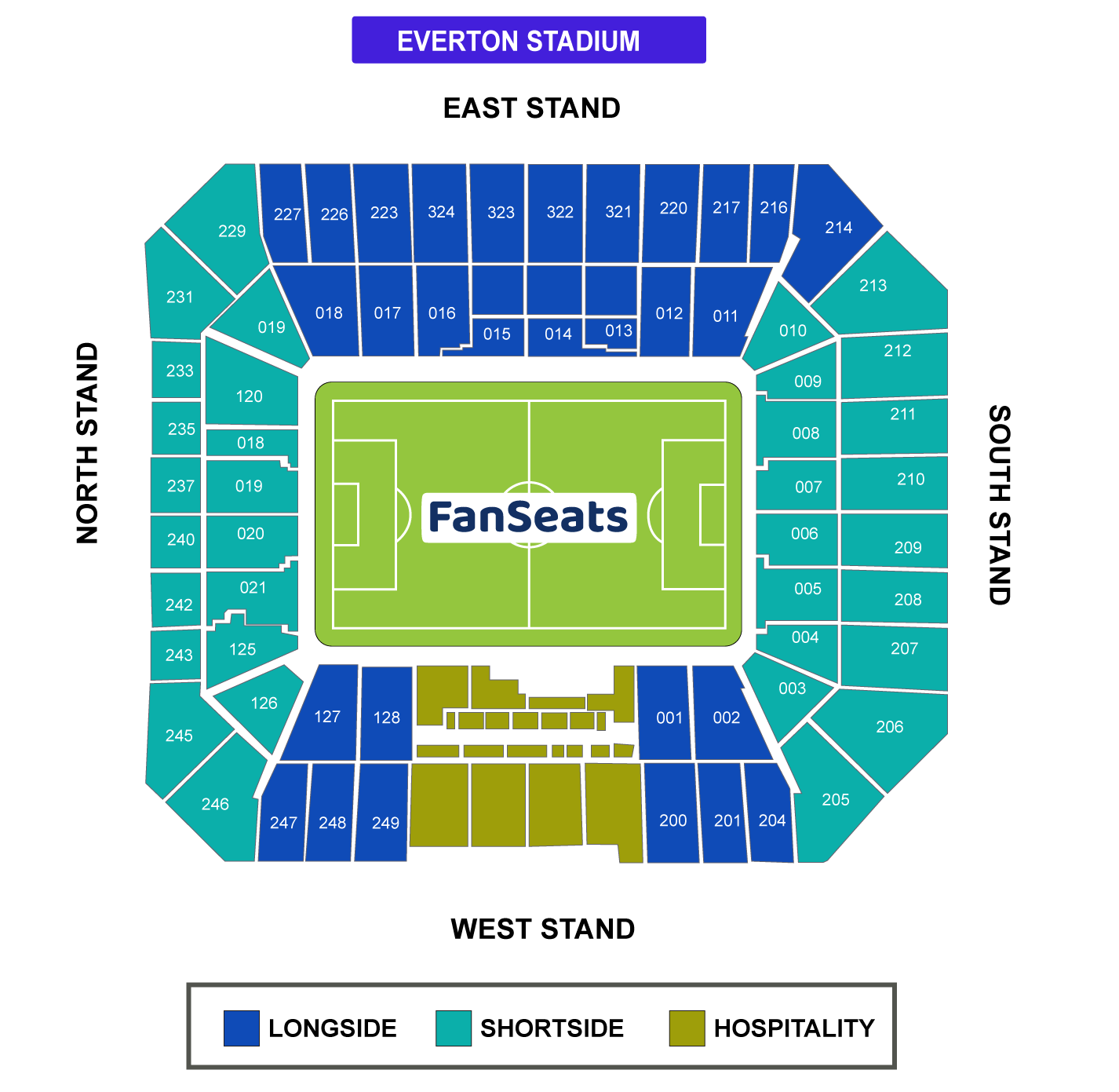 Hill Dickinson Stadium Seating Map and Tickets (Everton FC) | FanSeats
